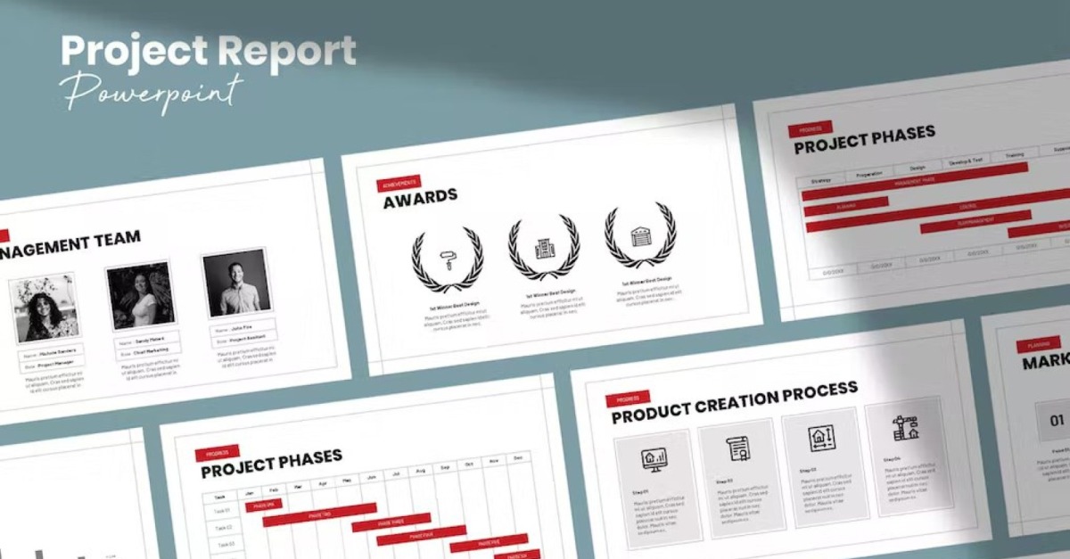 Modèle de rapport de projet Powerpoint - TemplateMonster
