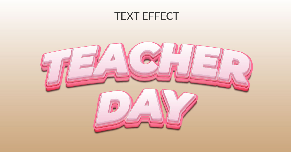 World teacher day 3D Editable Vector Eps Text Effect Template