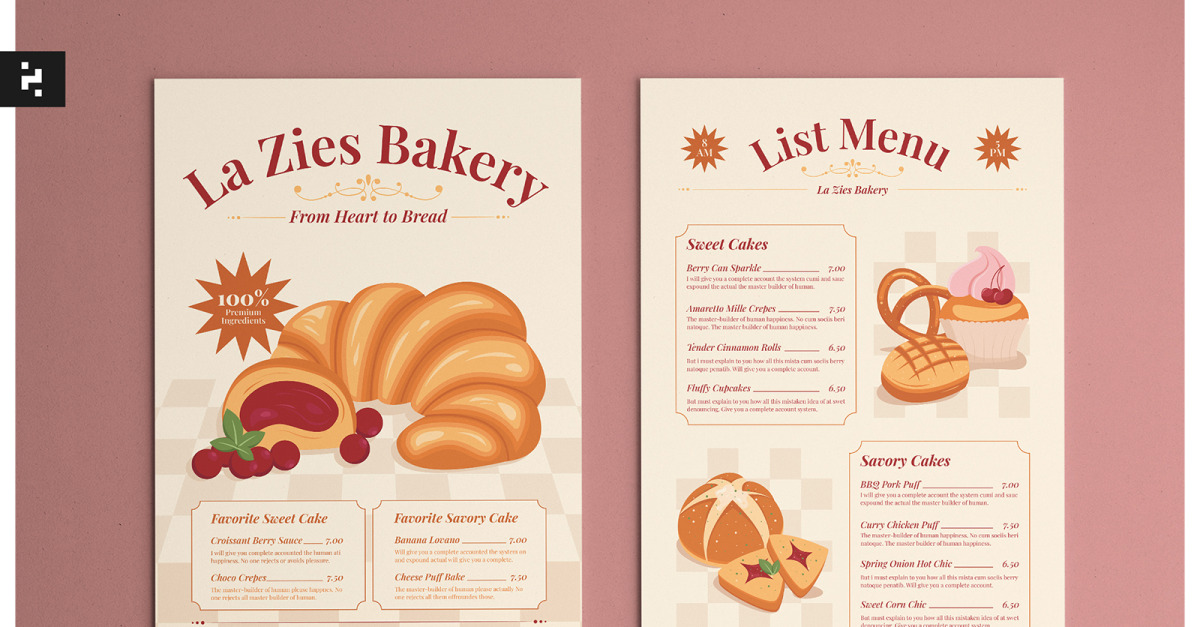 Minimal Clean Bakery Menu #354800 - TemplateMonster