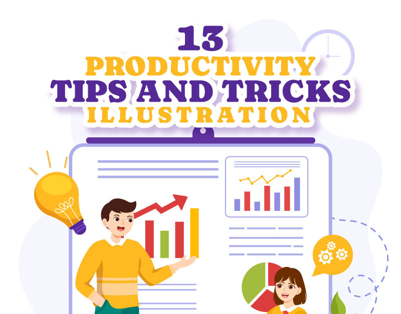 13 Productivity Tips and Trick Illustration - TemplateMonster