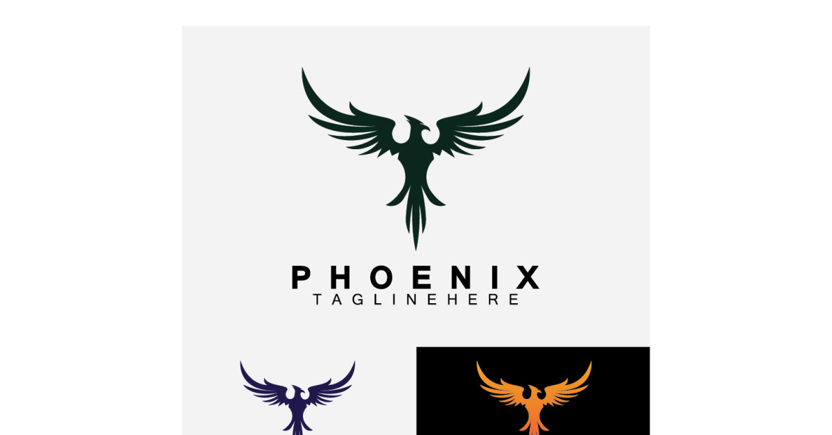 Phoenix kuşu logo vektör v26 #355162 - TemplateMonster