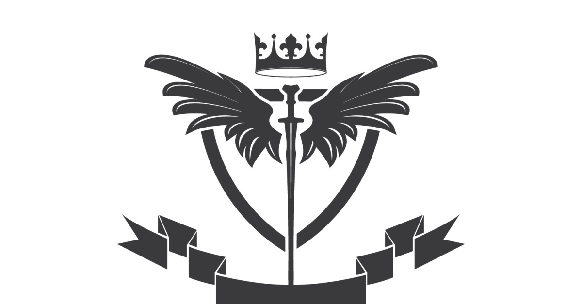 Espada de ala y corona rey señor logo icono v20