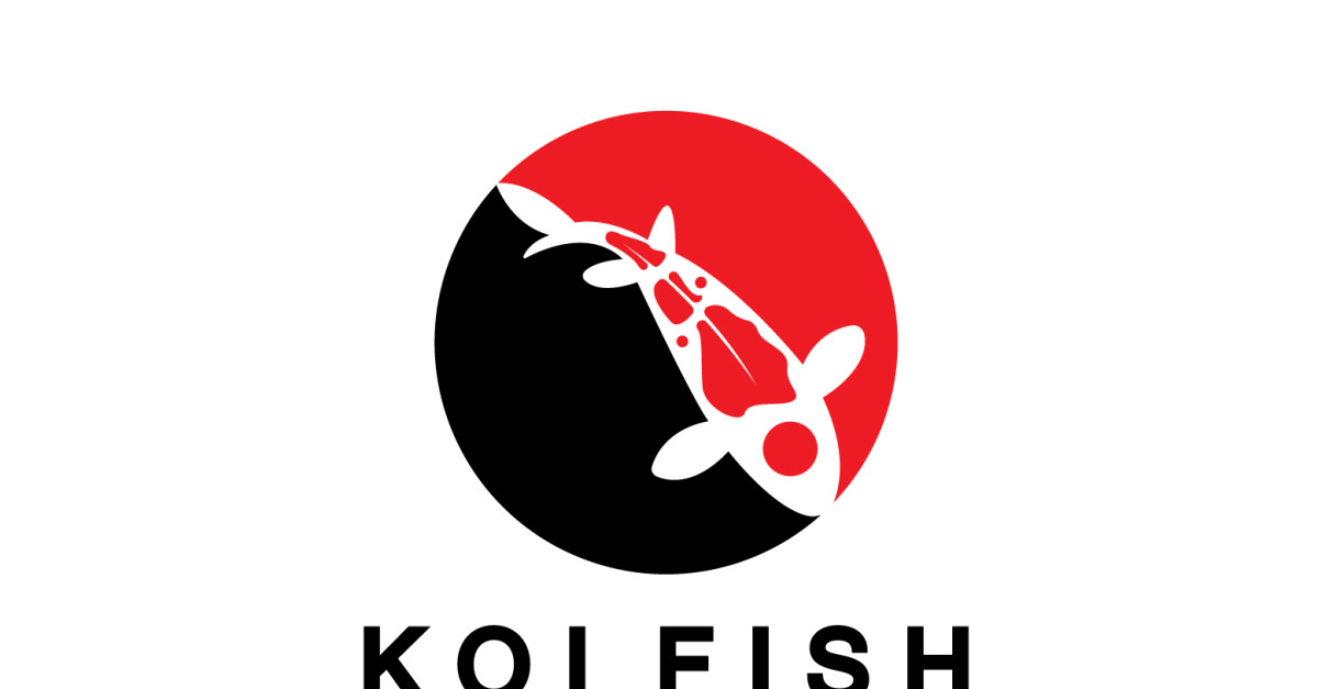 Fish koi black and red icon logo vector v48 - TemplateMonster
