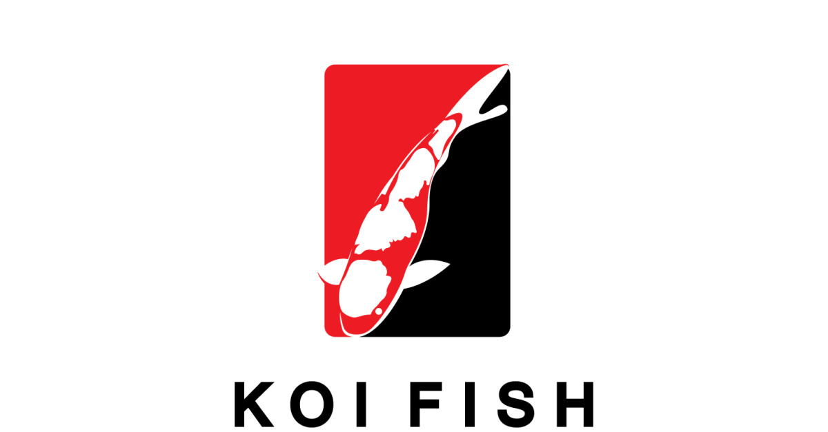 Poisson koi noir et rouge icône logo vecteur v36
