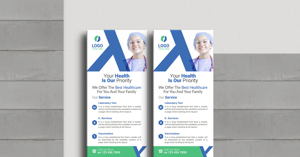 Clean Medical Rack Card Design Template - TemplateMonster