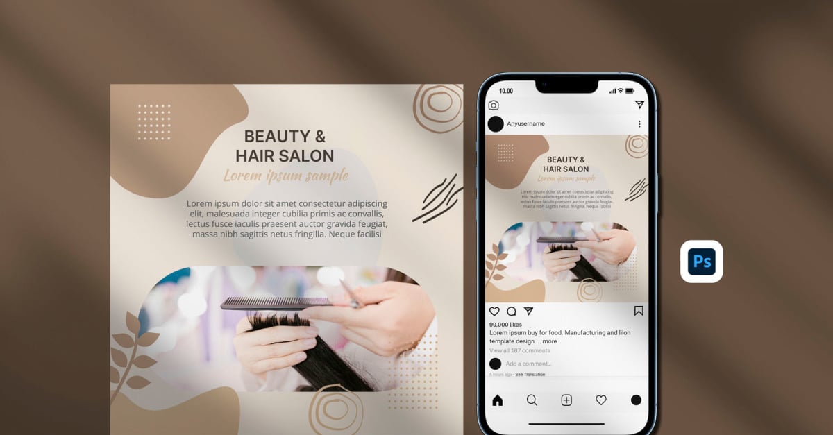 Instagram posts template - fashionable hairdresser salon instagram post ...