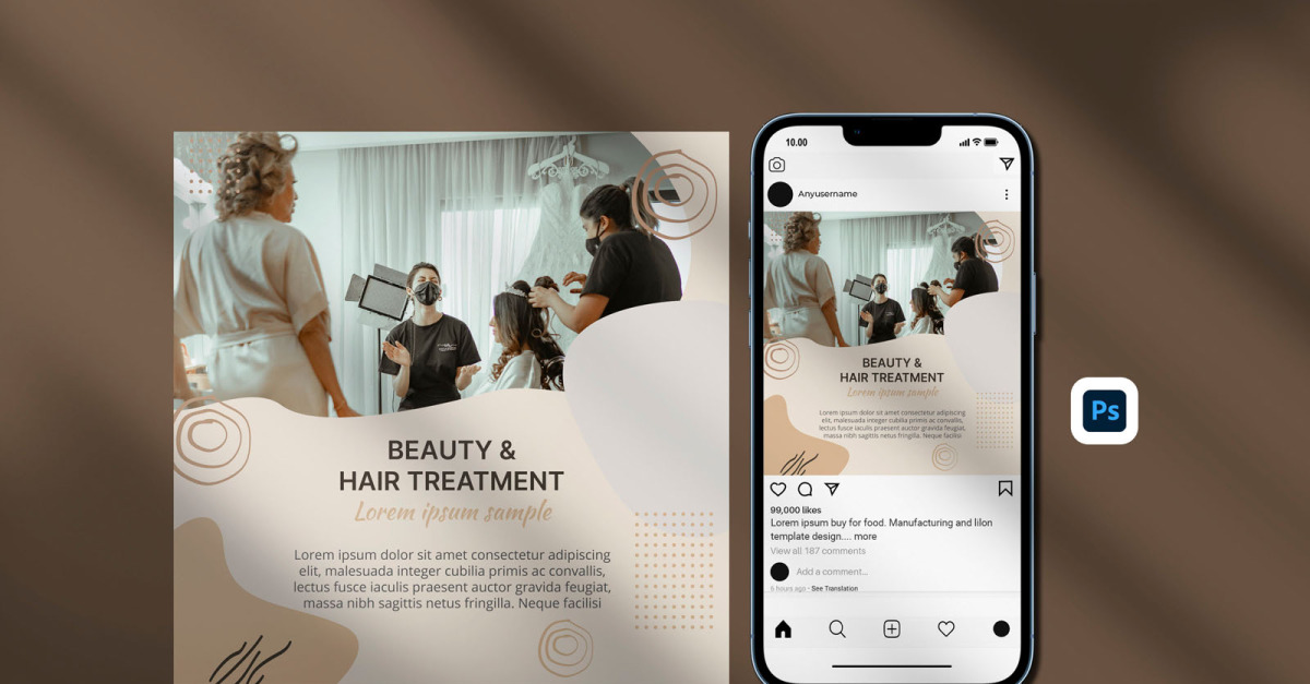 Instagram template design - fashionable hairdresser salon instagram ...
