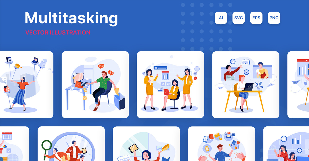 M258_ Multitasking Concept Illustration Pack