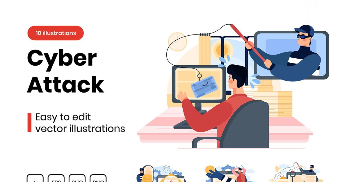 M291_ Cyber Attack Illustration Pack - TemplateMonster