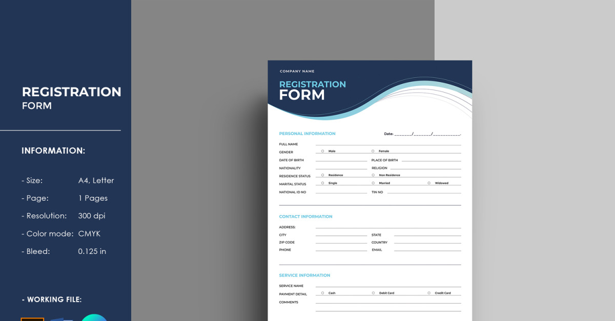 Modelo de formulário de inscrição. Word, Ilustrador e Canva