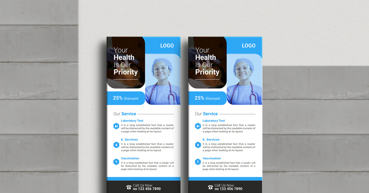 Modern Medical Rack Card Design Template - TemplateMonster