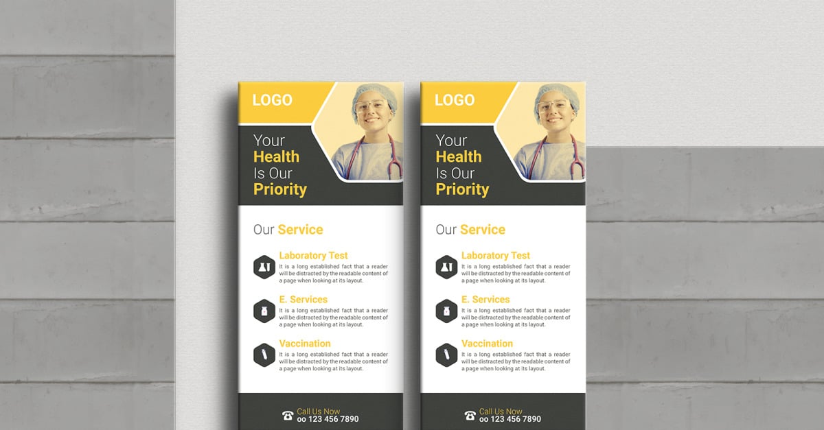 Orange &Black Medical Rack Card Design Template