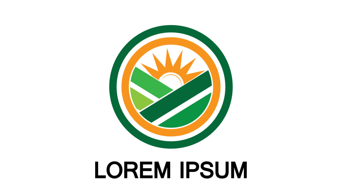 Farmhouse sun green logo vector v28 #356795 - TemplateMonster