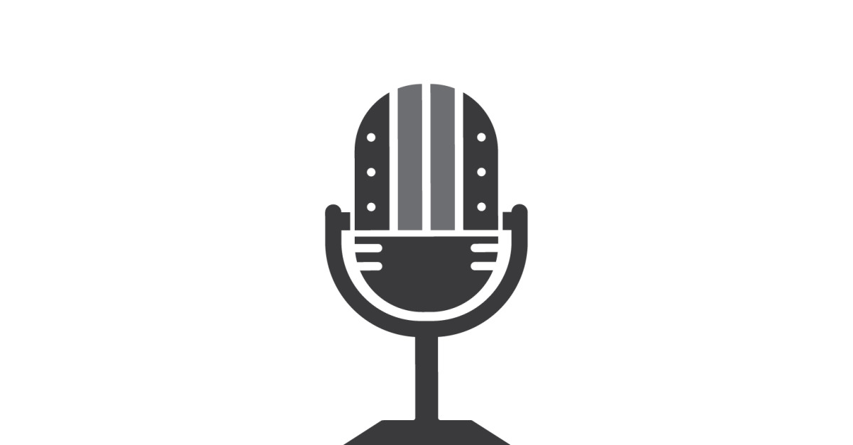 Logotipo de plantilla vectorial de icono de podcasat de micrófono v7