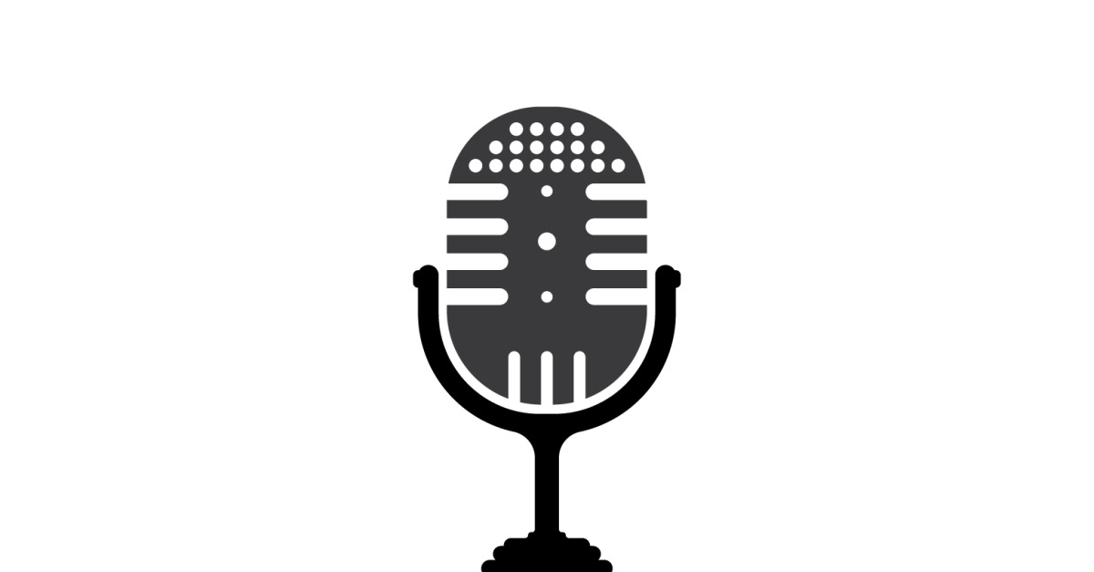 Logotipo do modelo de vetor de ícone de microfone podcast v4
