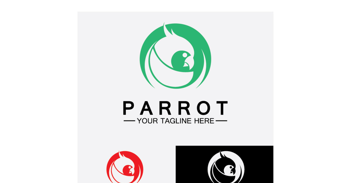 Bird Parrot head logo vector v45 #357142 - TemplateMonster