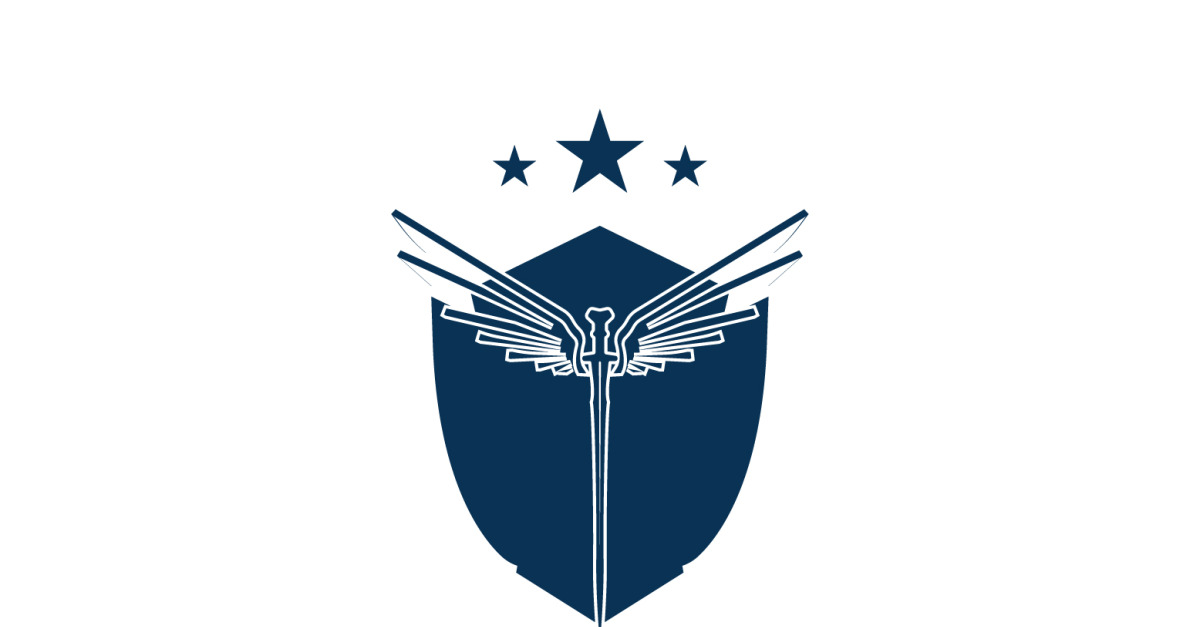 Logo d'icône d'épée, de bouclier et d'aile v36