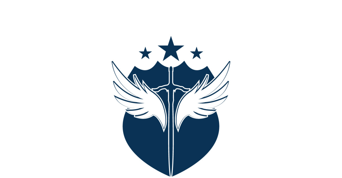 Logotipo do ícone de espada, escudo e asa v28