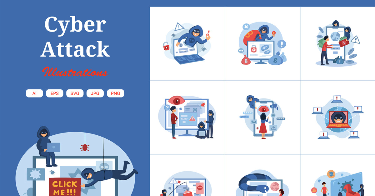 M404_ Cyber Attack Illustration Pack - TemplateMonster