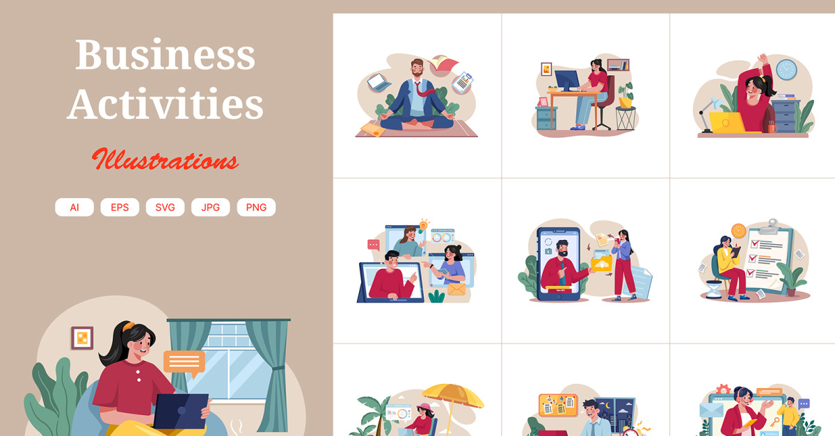 M494_ Pack dillustrations dactivités commerciales
