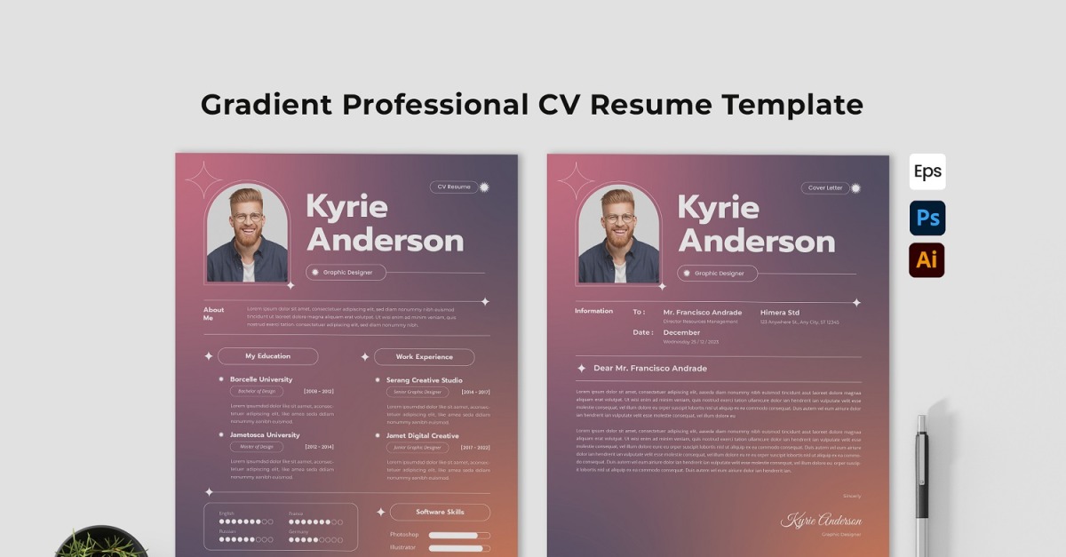 Gradient Professional CV Resume #358045 - TemplateMonster