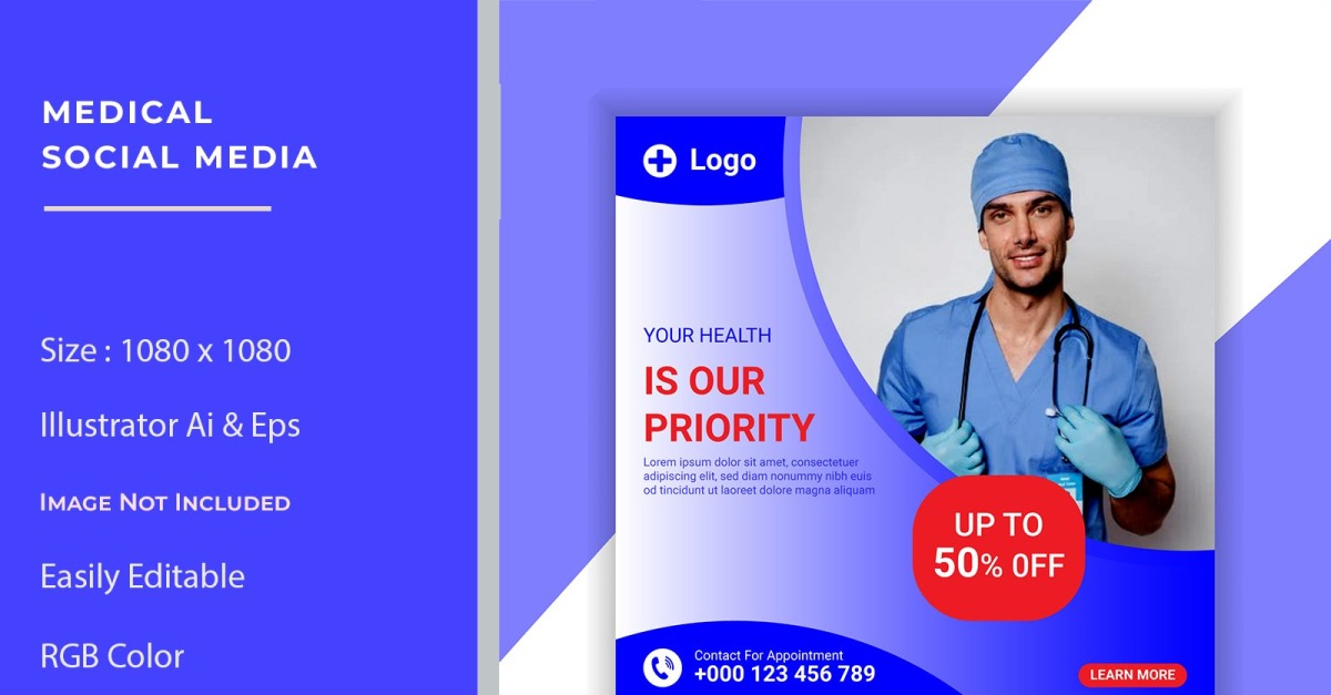 Medical and healthcare social media post template