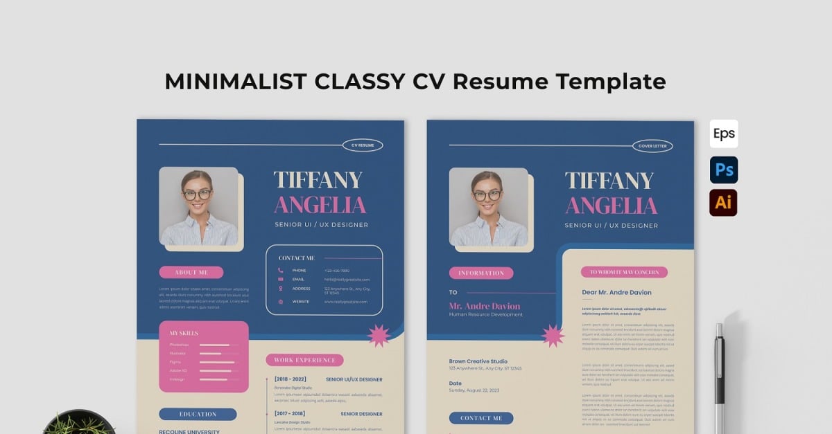 Minimalist Classy CV Resume #358038 - TemplateMonster