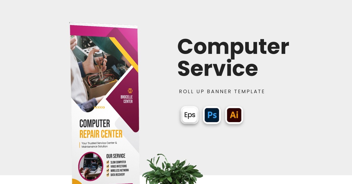 Banner enrollable de servicio informático - TemplateMonster