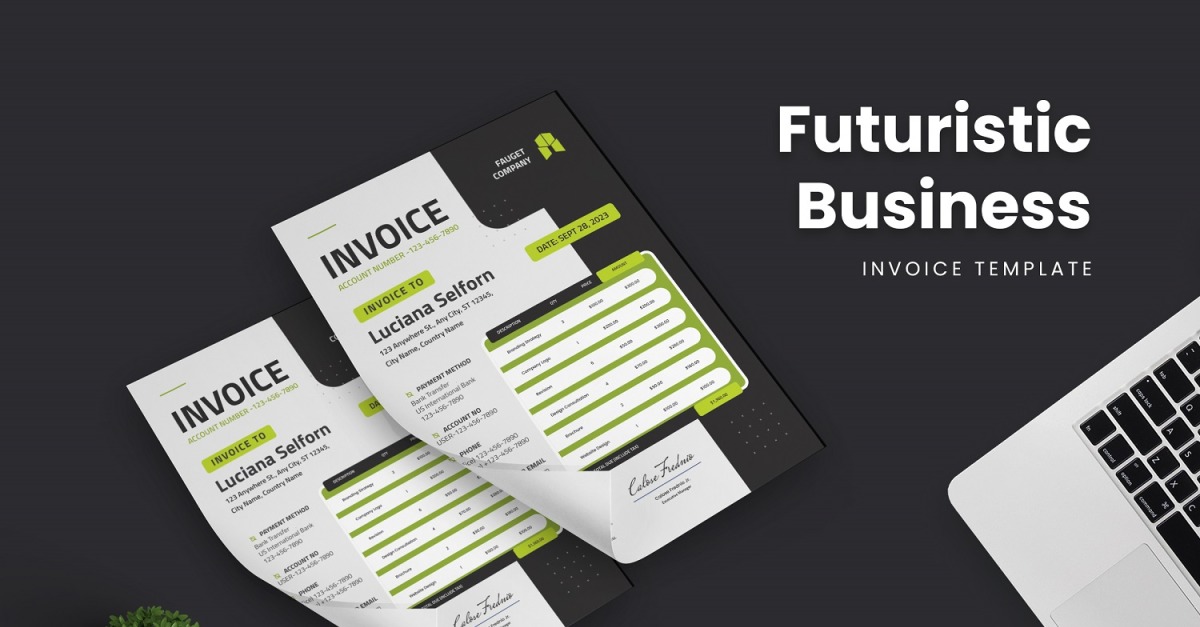 Futuristic Business Invoice #358140 - TemplateMonster
