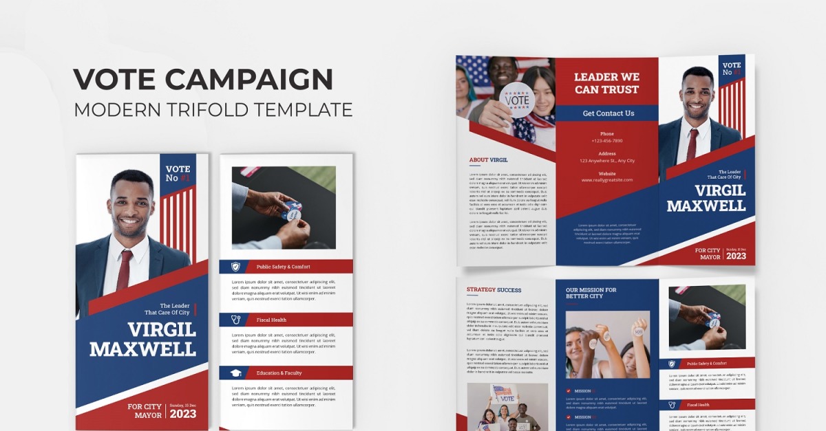 Vote Campaign Trifold Brochure #358184 - TemplateMonster