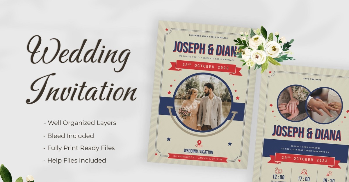 Classic Wedding Invitation Template #358324 - TemplateMonster