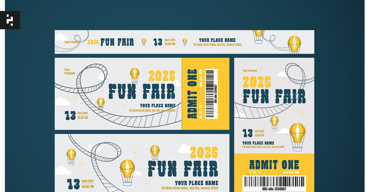 Modèle de billet de fête foraine créative - TemplateMonster
