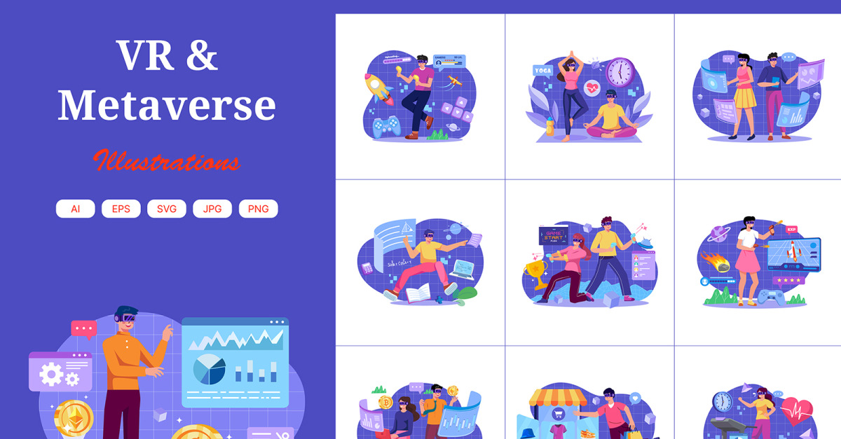 M584_ VR Metaverse Illustration Pack - TemplateMonster