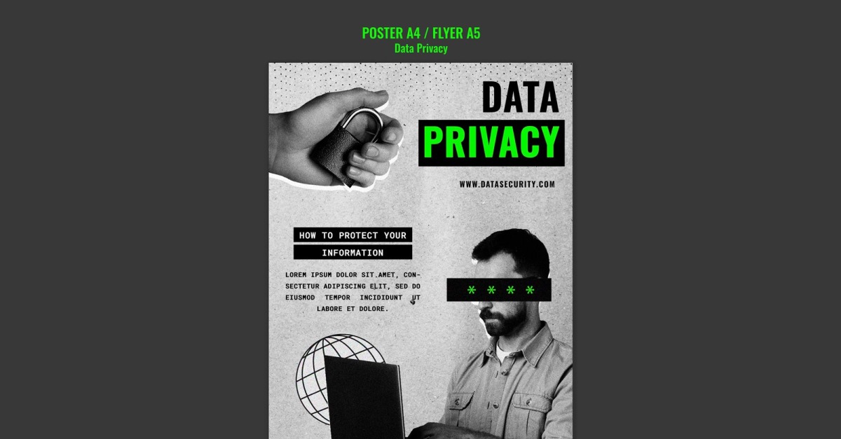 Flat Design Data Privacy Template #358783 - TemplateMonster