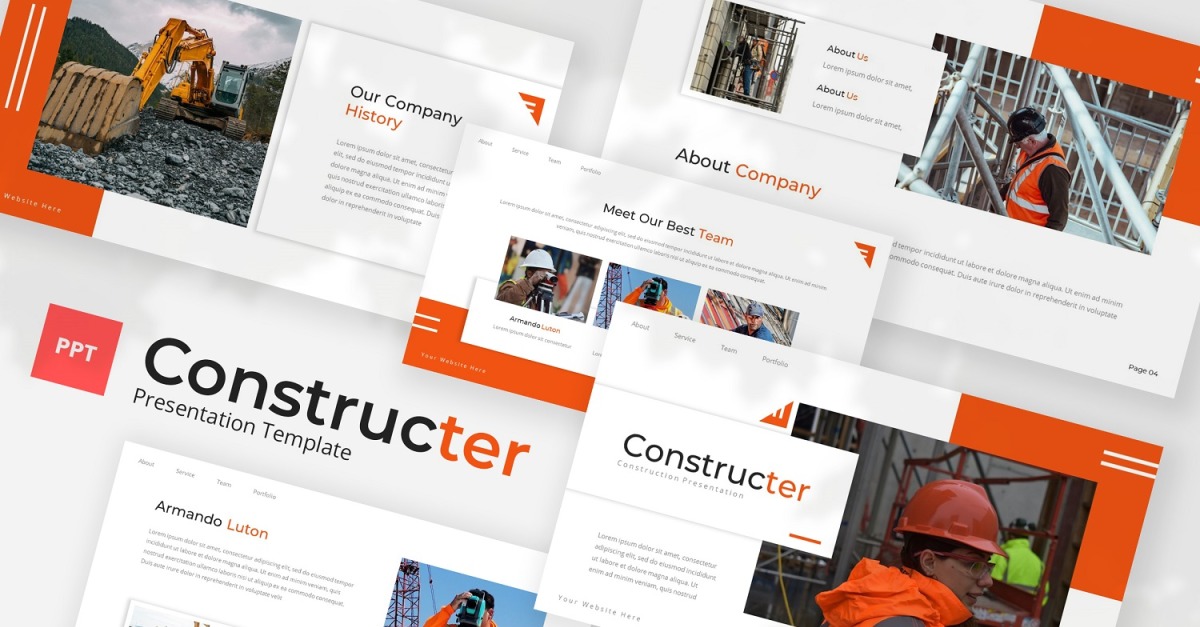 Constructor — Plantilla de PowerPoint de construcción