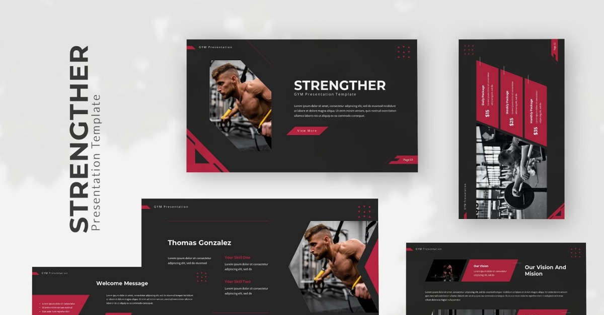 Strengther — Gym Powerpoint Template - TemplateMonster