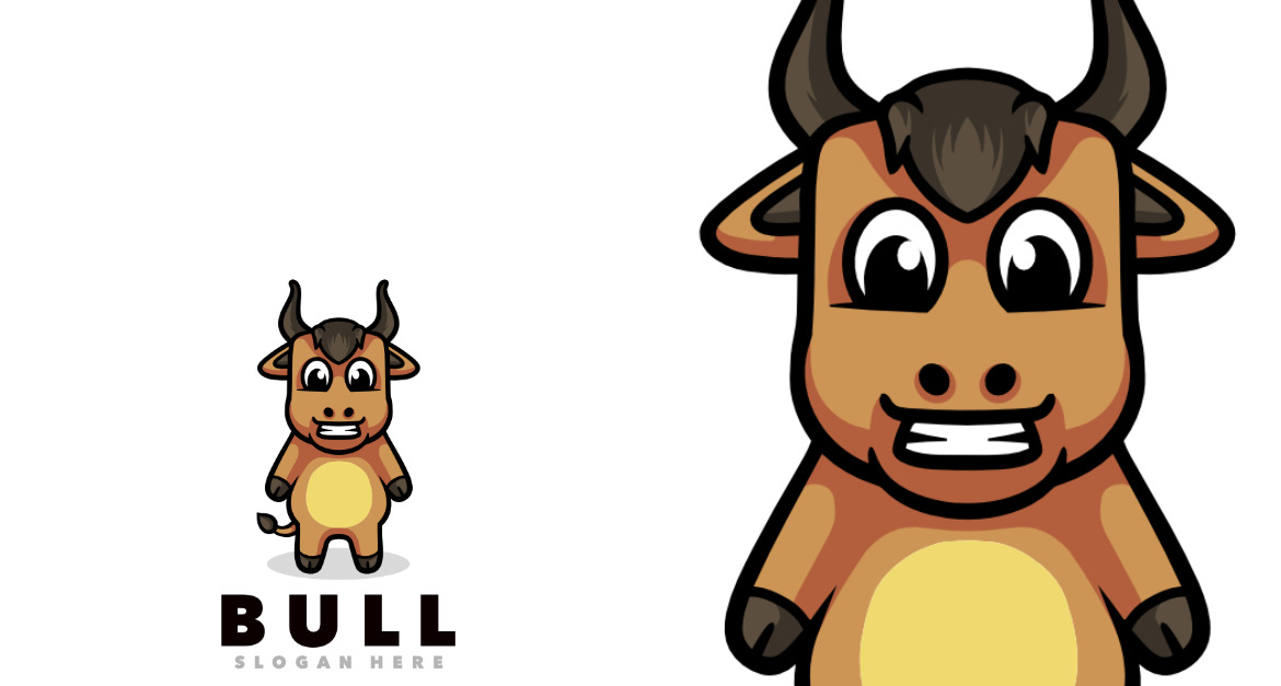 Bull mascot cartoon logo design template - TemplateMonster