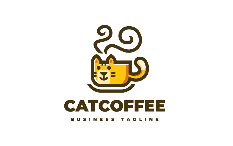Cute Cat Coffee Logo Template #359036 - TemplateMonster