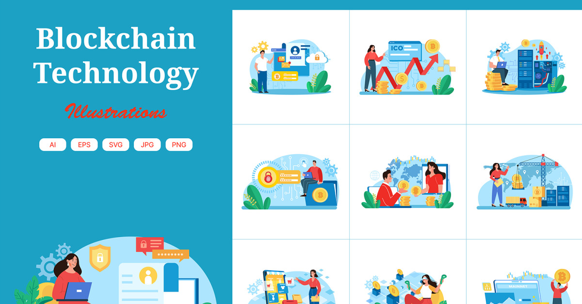 M654_ Blockchain Illustration Pack #359146 - TemplateMonster
