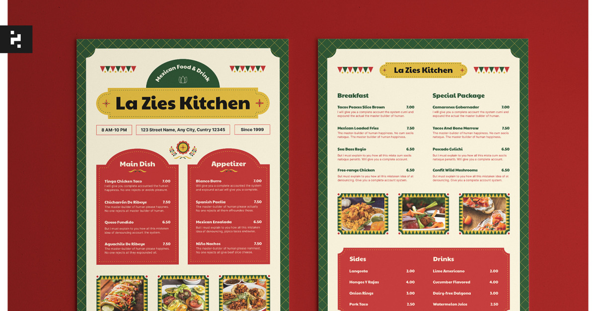 Plantilla para menú de restaurante mexicano - TemplateMonster