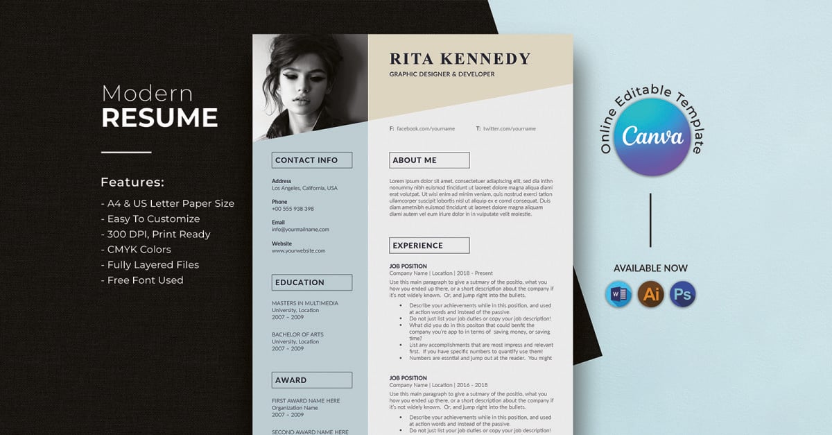 Rita Kennedy Graphic Designer & Developer Resume Template