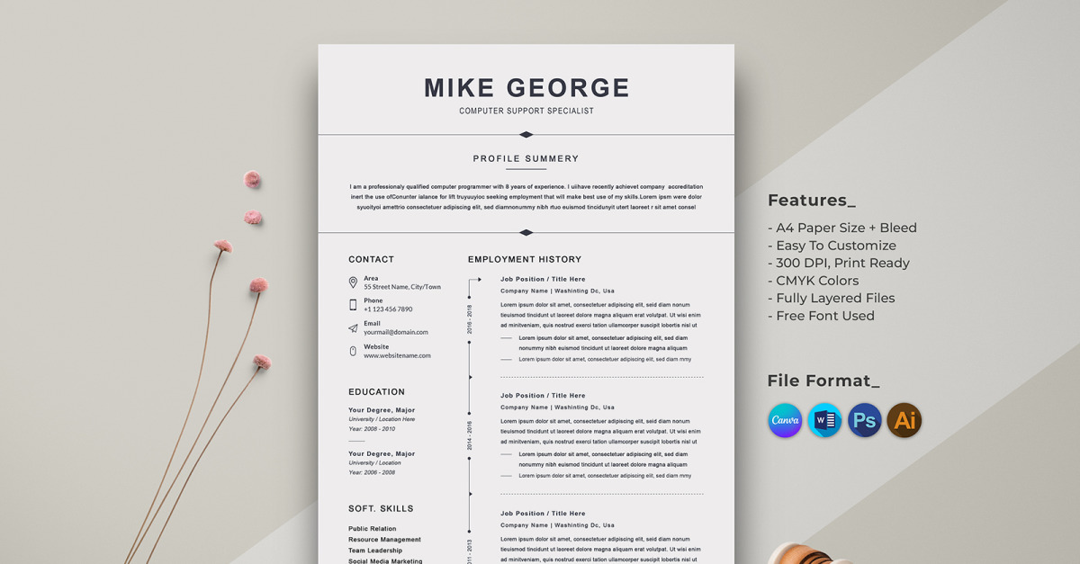 Resume-Mike George Resume Template Canva & Word