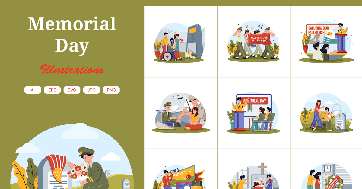 M720_ Paquete de ilustraciones del Día de los Caídos 1