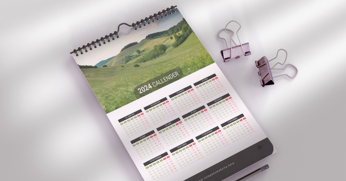 2024 Wall Calendar Design Template #359411 - TemplateMonster