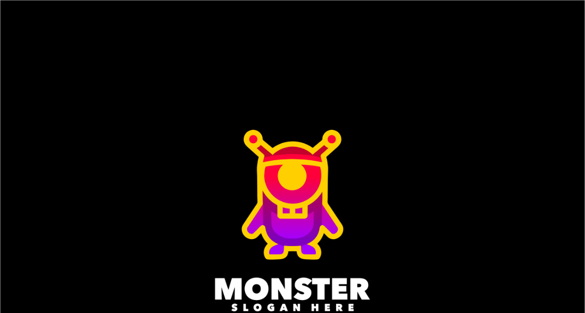 Buntes Monster-Logo-Design mit Farbverlauf - TemplateMonster