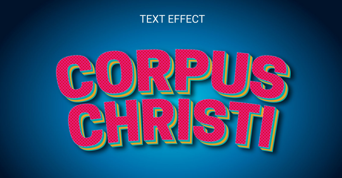 Corpus christi 3d editable vector text effect design