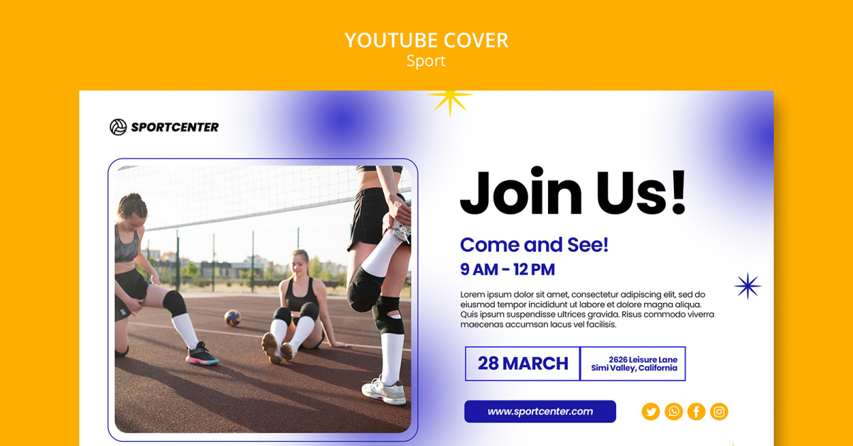 Social Media Sport Marketing Cover Template - TemplateMonster