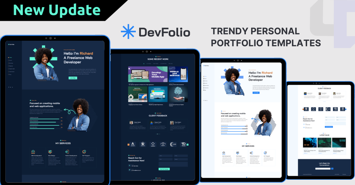 DevFolio: Plantilla HTML de portafolio adaptable para desarrolladores, autónomos y cualquier ...