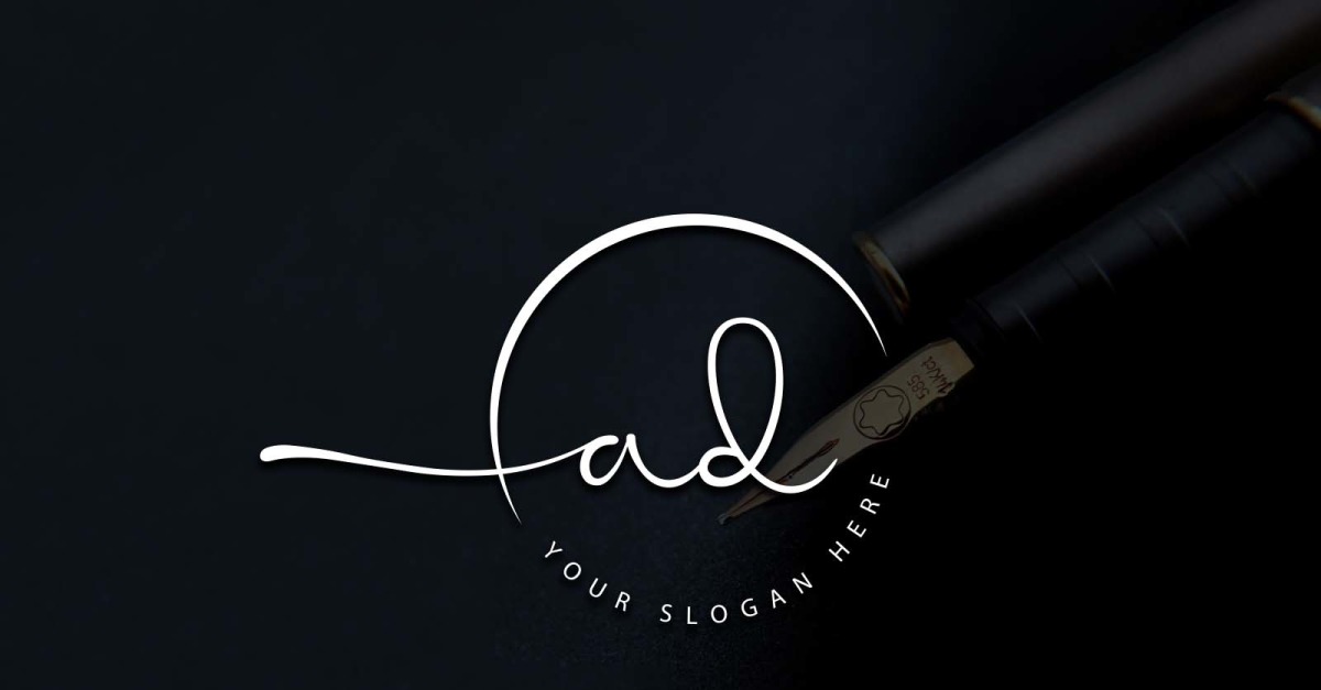 Calligraphy Studio Style AD Letter Logo Design