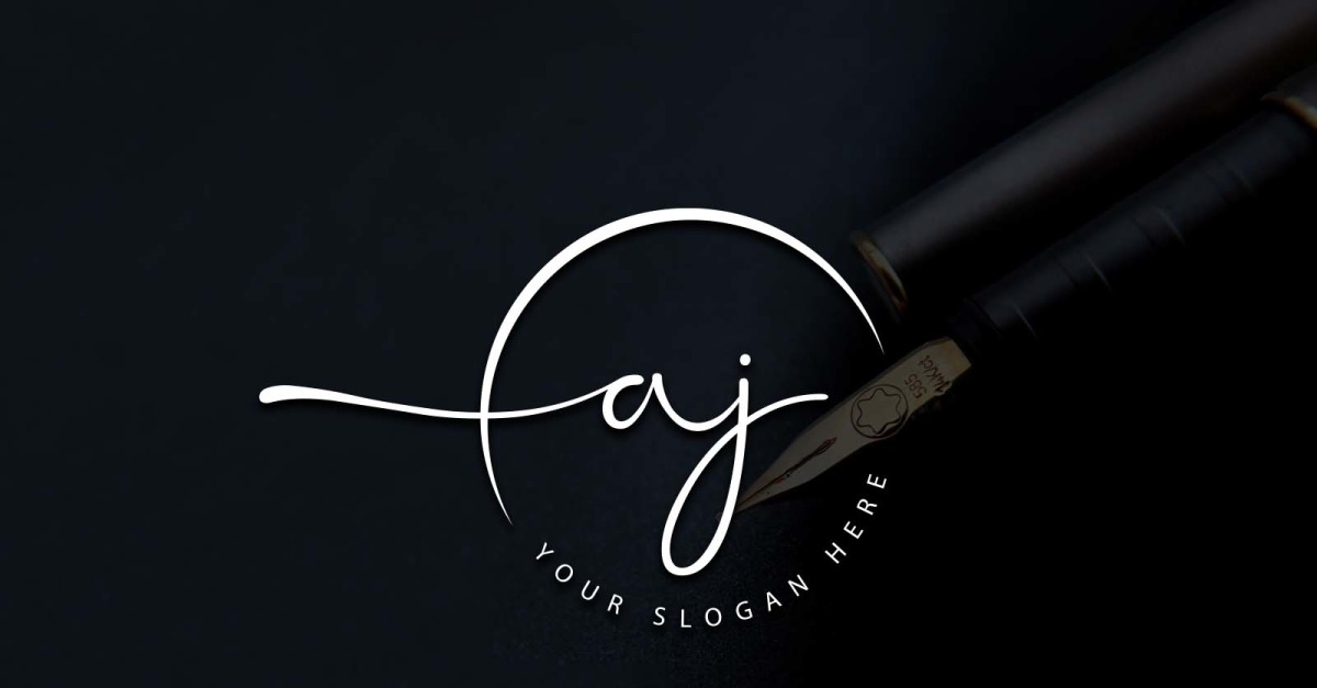 Calligraphy Studio Style AJ Letter Logo Design